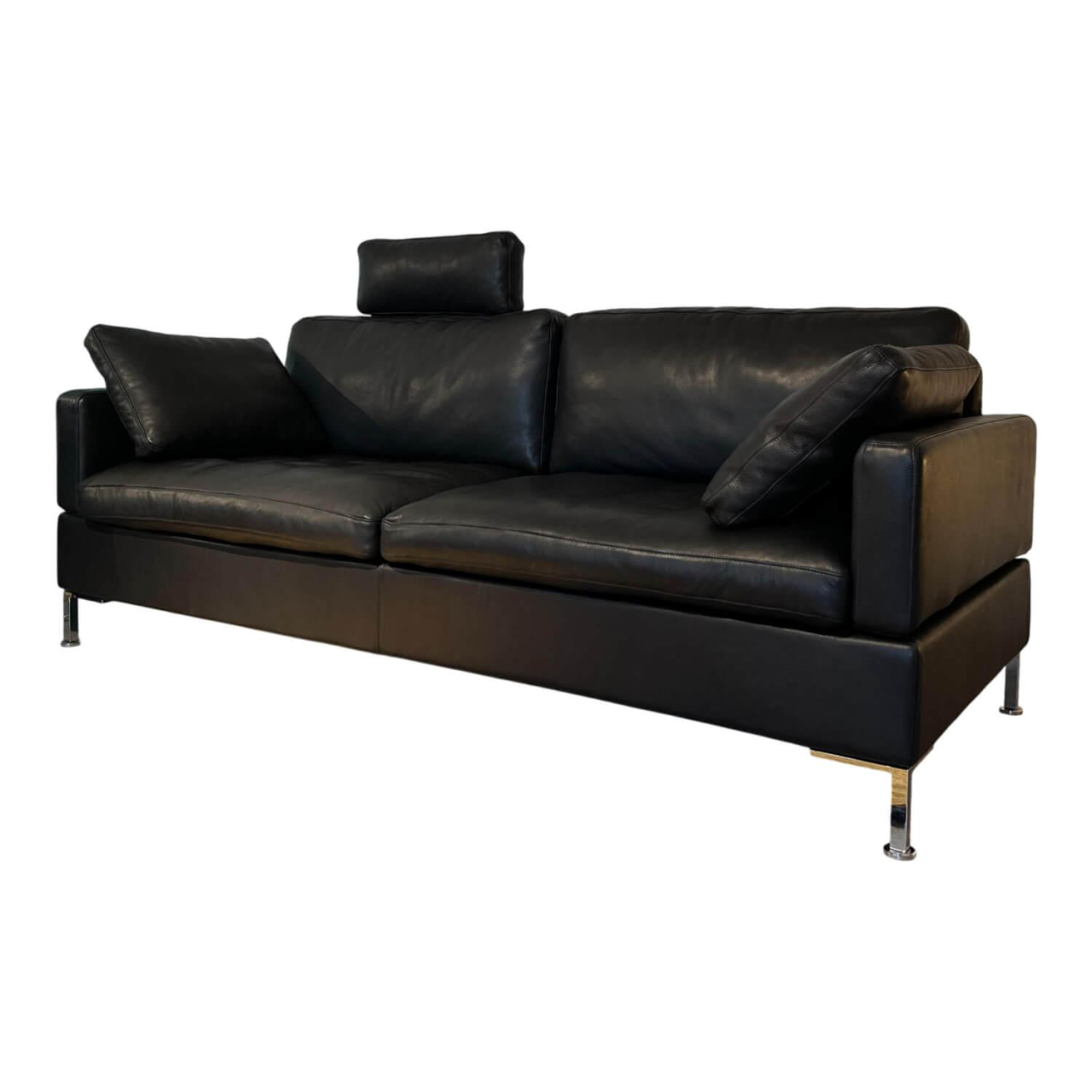 Sofa Soft Leder Pearl 5707 10 Schwarz Winkelfuß Verchromt | 437-01-91491