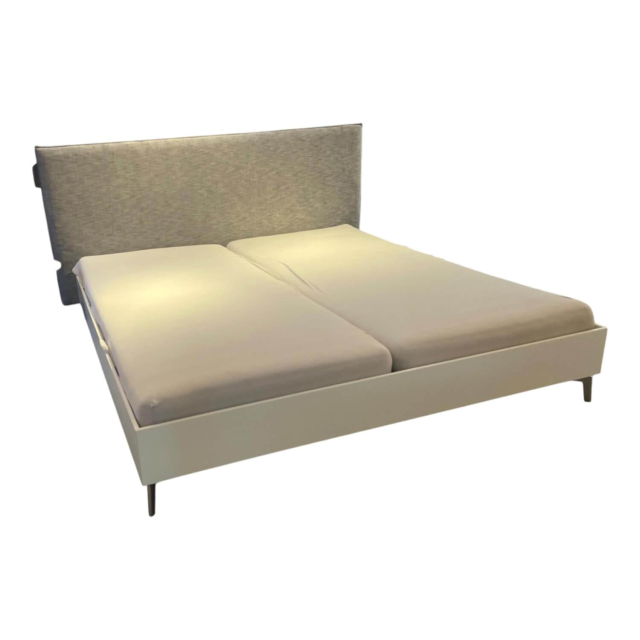 Systembett MD13 Stoff Maple 742 Grau Meliert Rahmen Lack Matt Weiß 003 ...