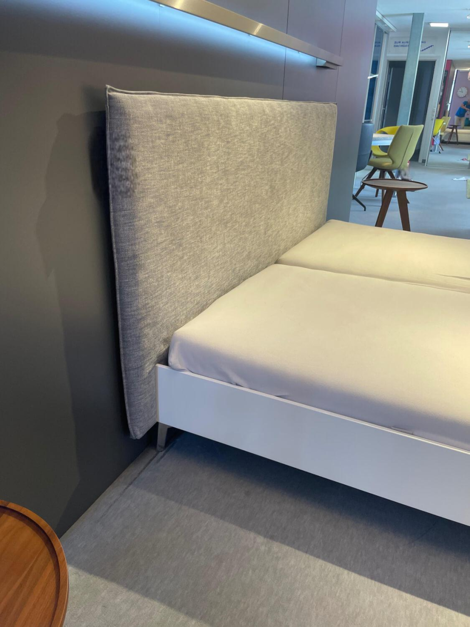 Systembett MD13 Stoff Maple 742 Grau Meliert Rahmen Lack Matt Weiß 003 ...